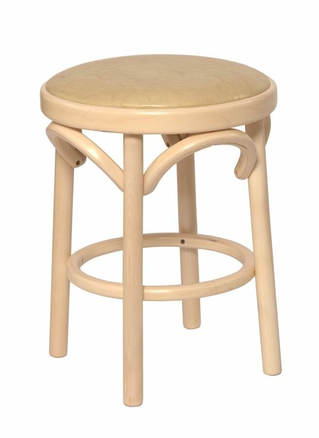 Табурет деревянный Венский беленый дуб, бежевый с мягким сиденьем из экокожи