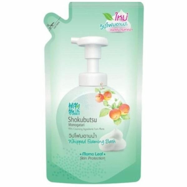 Lion Thai Shokubutsu Monogatari Momo Leaf Гель-пена для душа густая с экстрактом Листьев момо 450 мл запасной блок