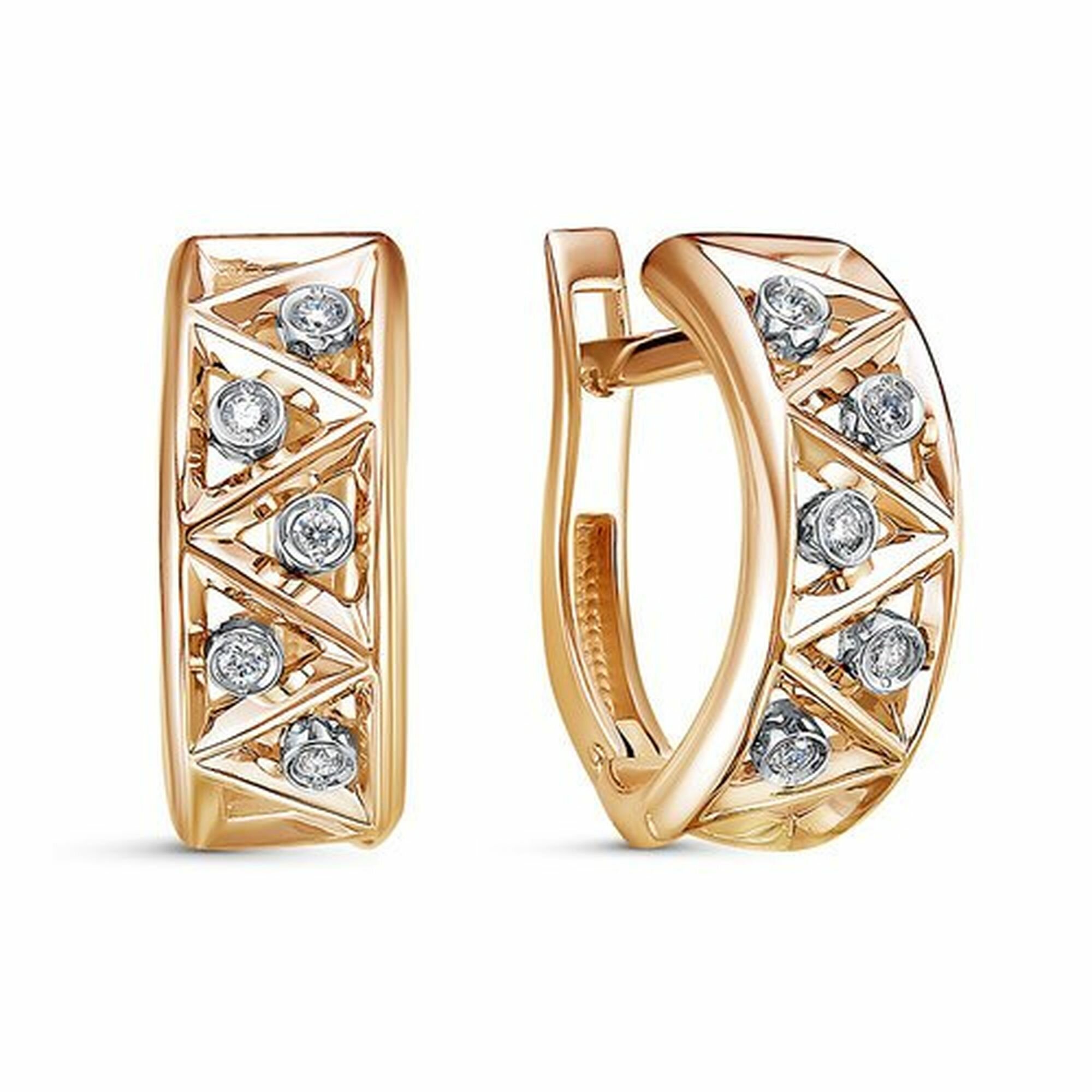 Серьги, красное золото, 585 проба, бриллиант