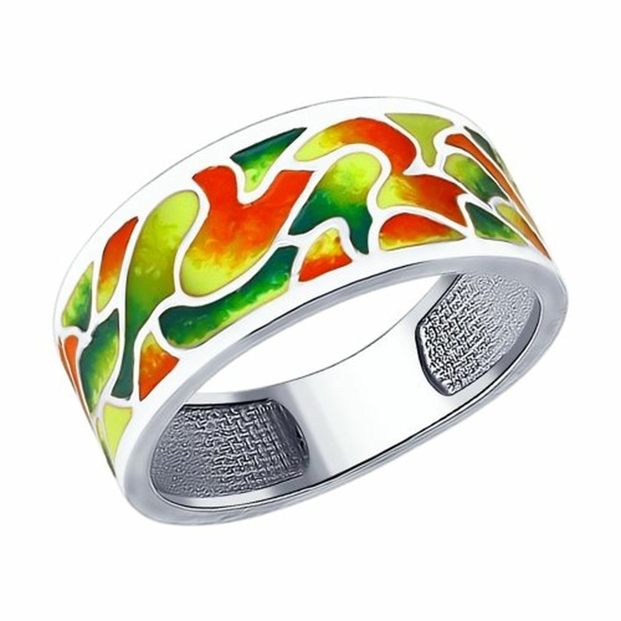 Кольцо, серебро, 925 проба, родирование, эмаль