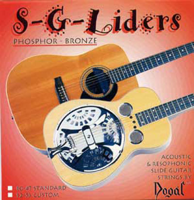 Acoustic guitar string set Dogal WB04 - Nickel-plated steel trebles and phosphor bronze wound hexagonal core basses for slide playing and for resonator guitars. Thickness .012-.052 inch.