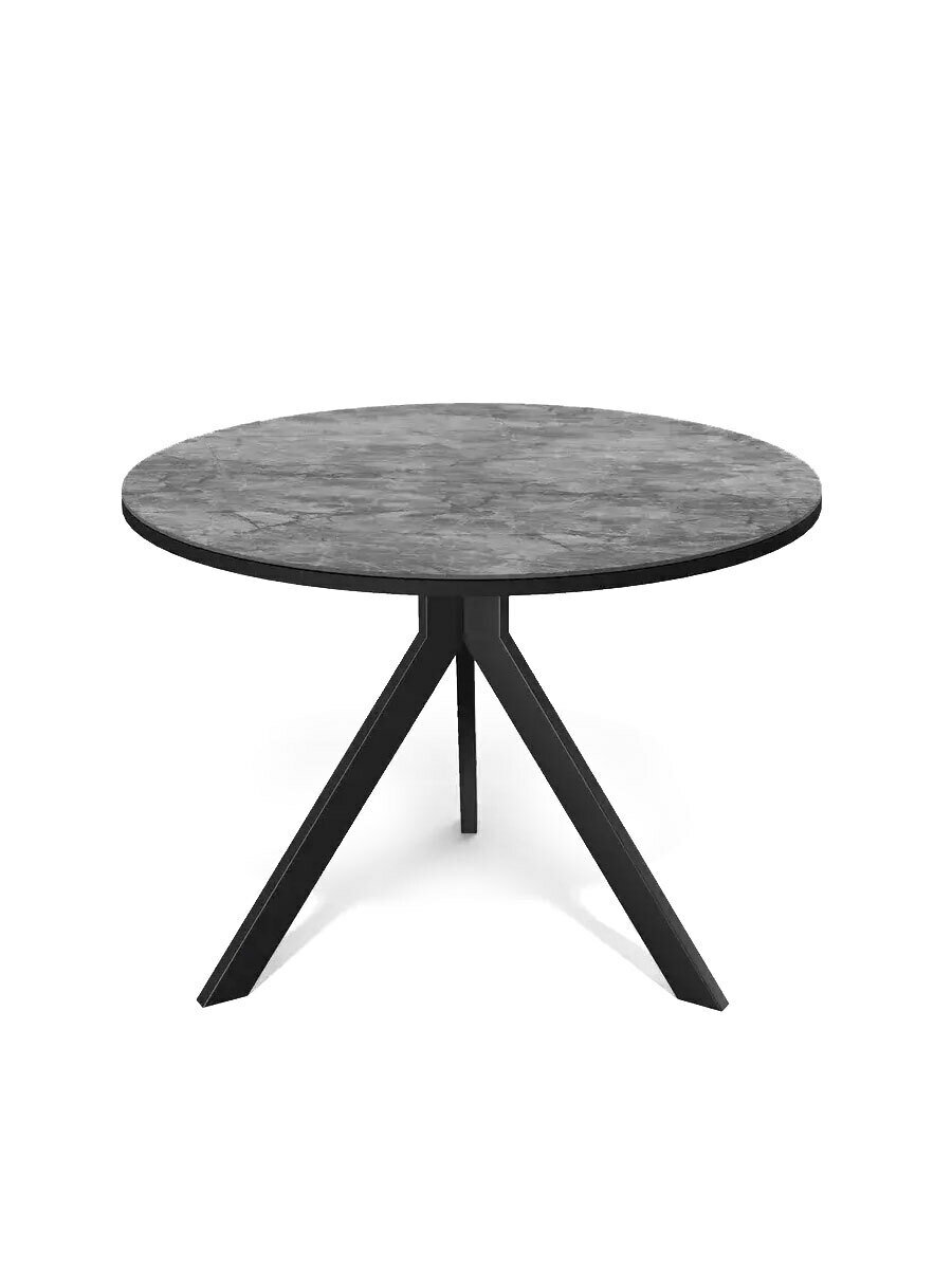 Стол Kenner RR900 Черный/керамика мрамор серый глянец Размеры: Высота 760мм Глубина 900мм Ширина 900мм