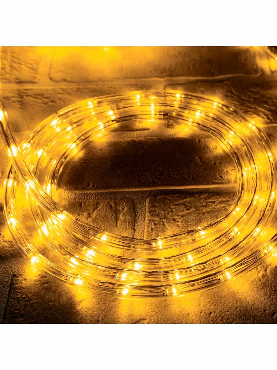 Гирлянда уличная светодиодная Дюралайт 15 метров, IP44, желтый свет, Uniel