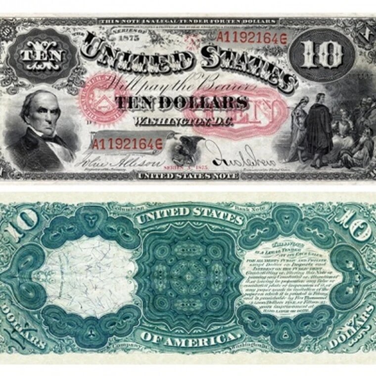 США 10 долларов серия 1875 года Вашингтон, сувенирная копия, банкноты и купюры редкие коллекционные