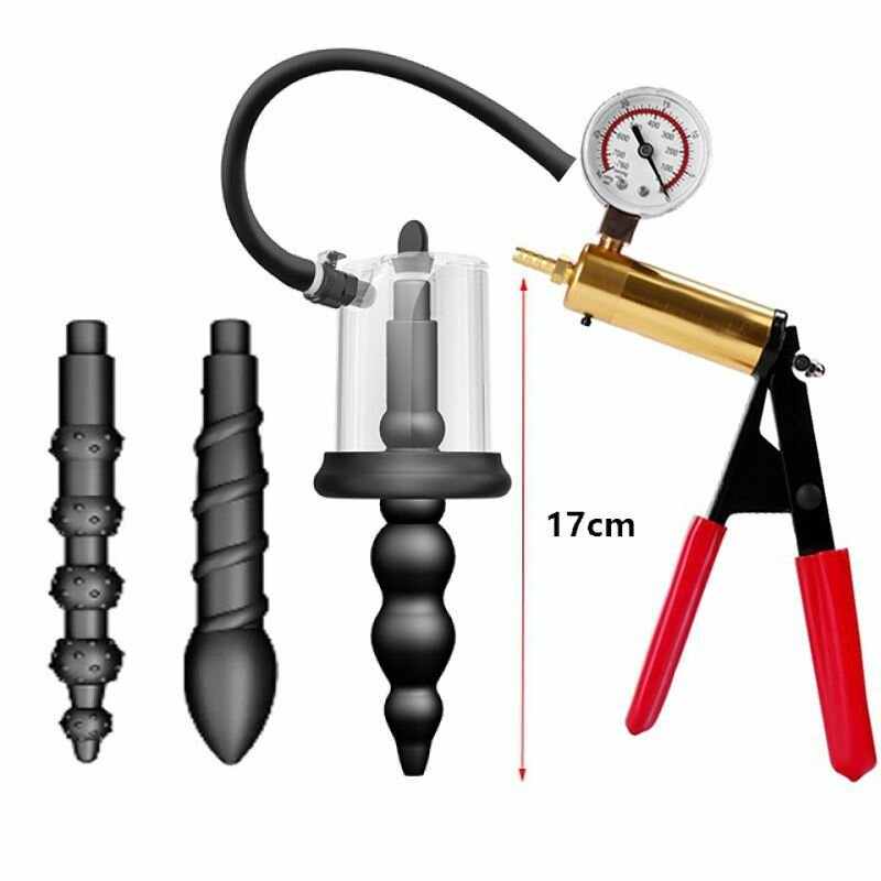 Анальный вакуумный насос из бисера с розовой присоской БДСМ массажер простаты