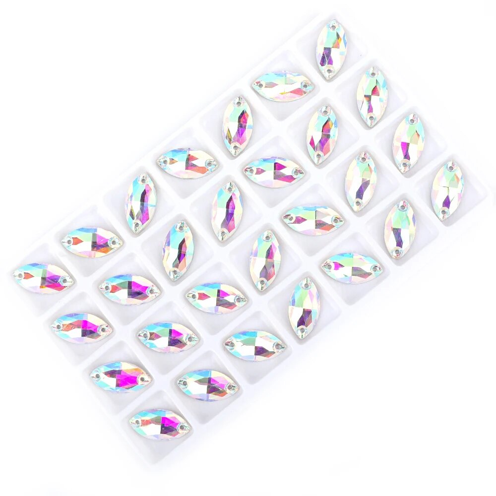 Хрустальные стразы Navette 8 мм 9x18mm 28pcs, Crystal AB