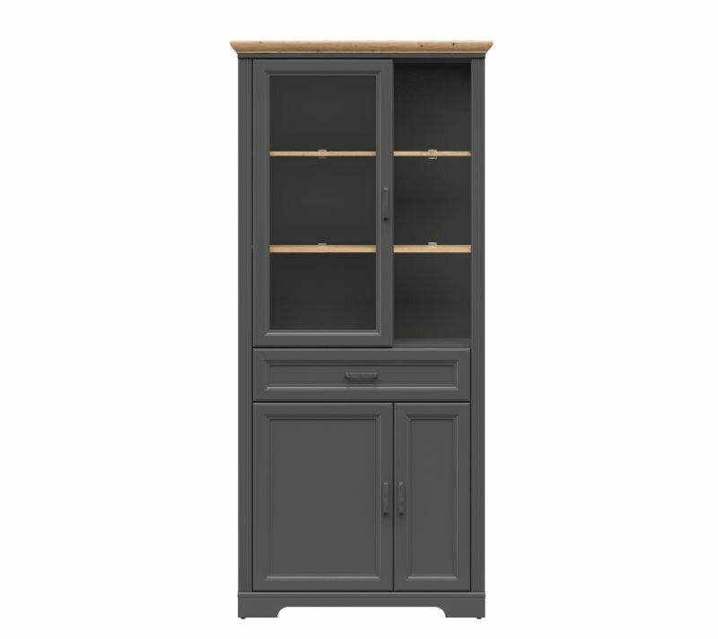 Витрина жасмин REG1W2D1S, графит/дуб артизан, для посуды, в прихожую