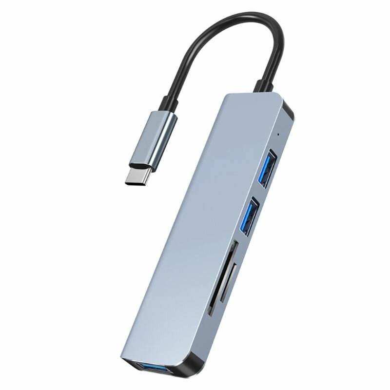 USB-концентратор 3.0, док-сплиттер Type-C 5 в 1 с устройством чтения карт SD TF и фюзеляжем из алюминиевого сплава для Windows, Mac, Linux