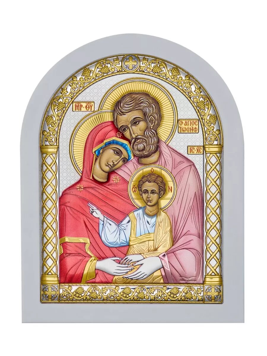 Икона серебряная, греческая Св. Семейство, 150х200мм