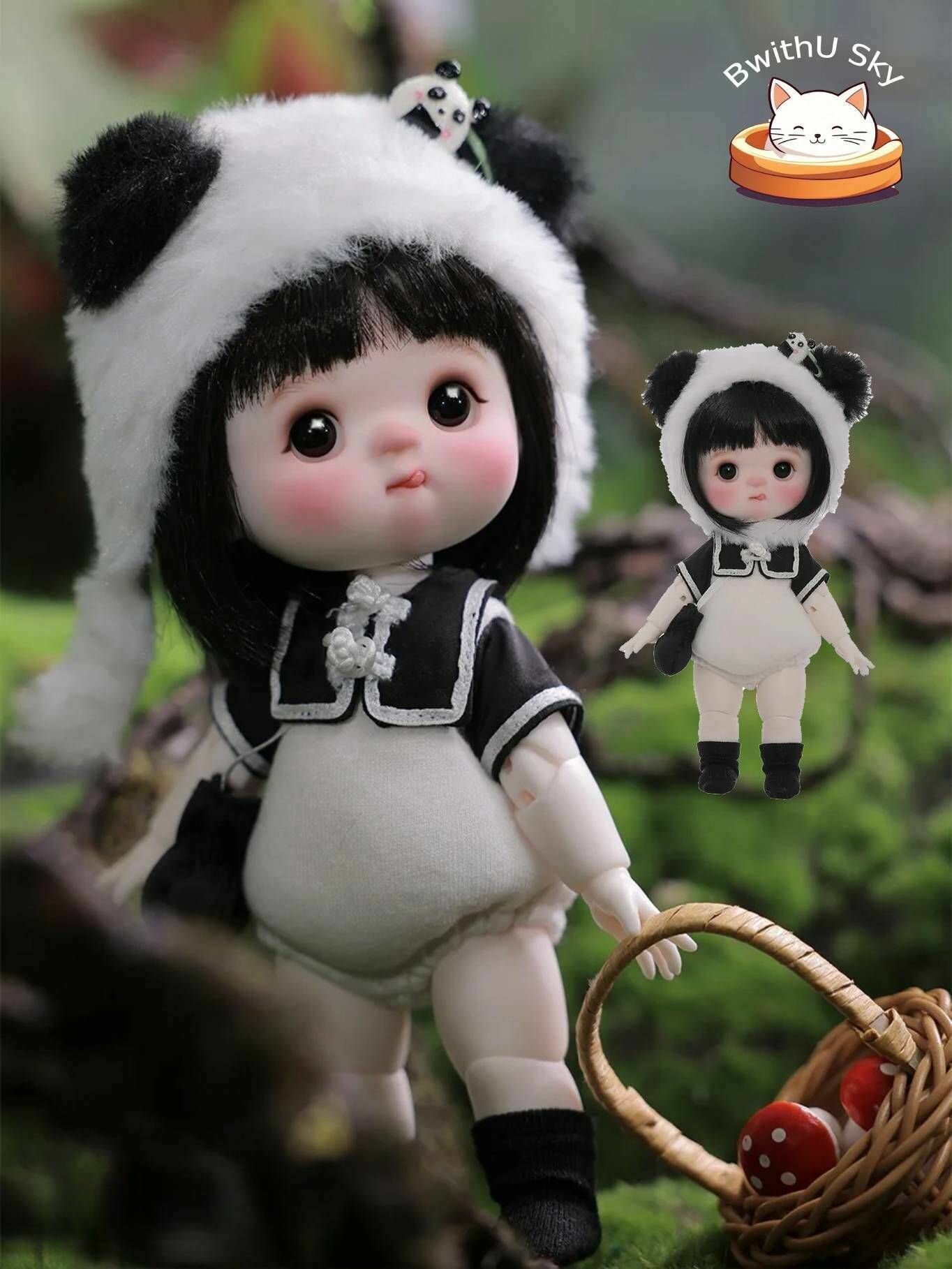 BwithU Amoyensis BJD 1/8 Милый костюм Панды, художественные игрушки из смолы, Кукла