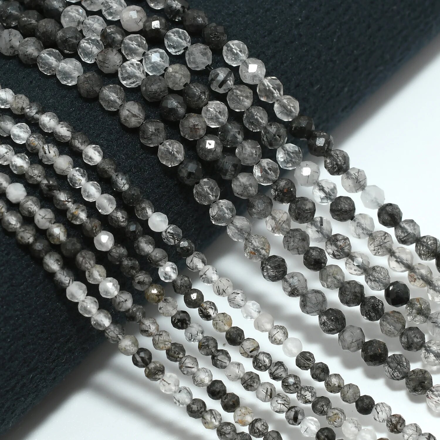 Бусины из черного турмалина и кварца GENUINSTONE 2.4 мм / 3.2 мм 2.4mm