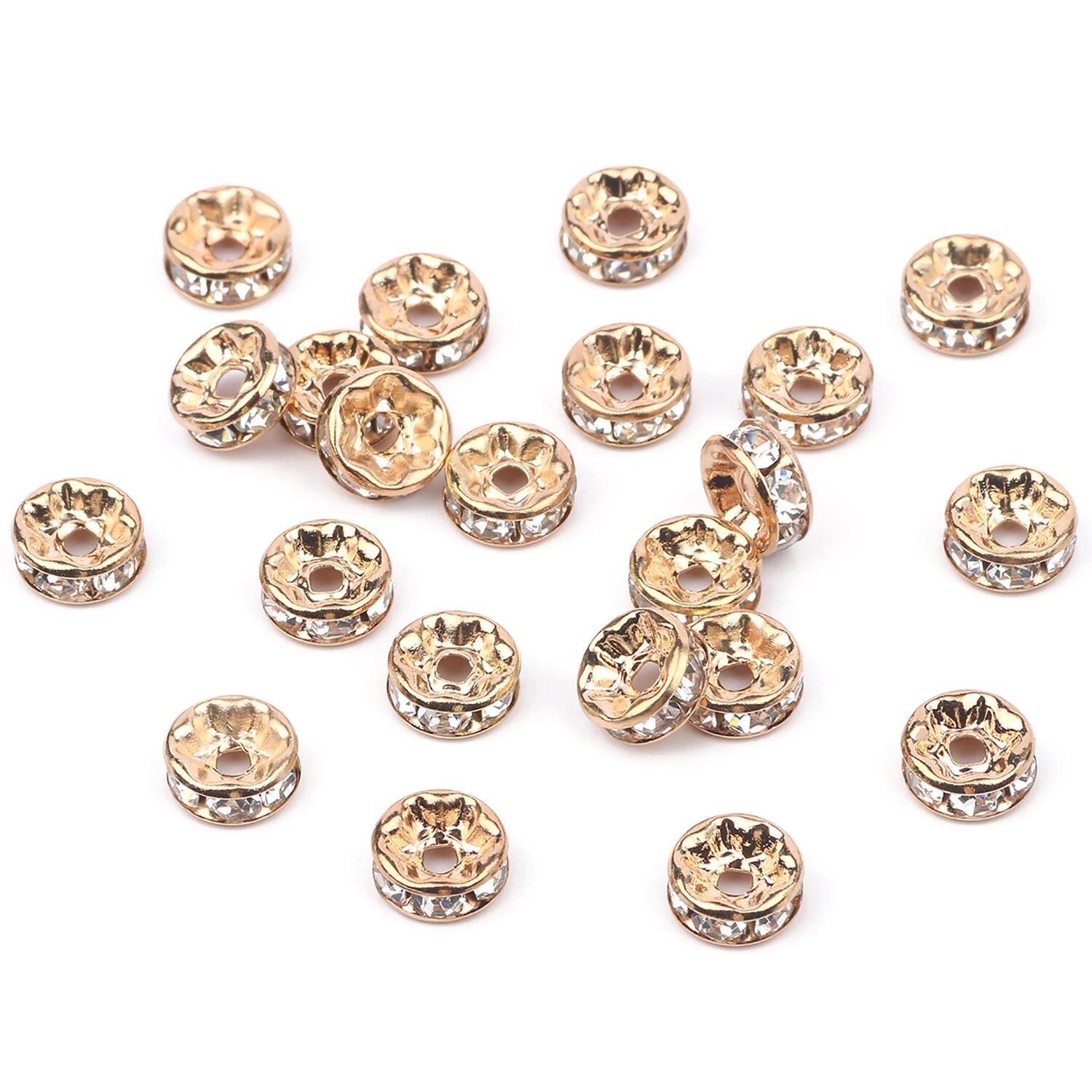 Бусины Rondelle с кристаллом, 8 мм, 14k Gold, 50 шт.