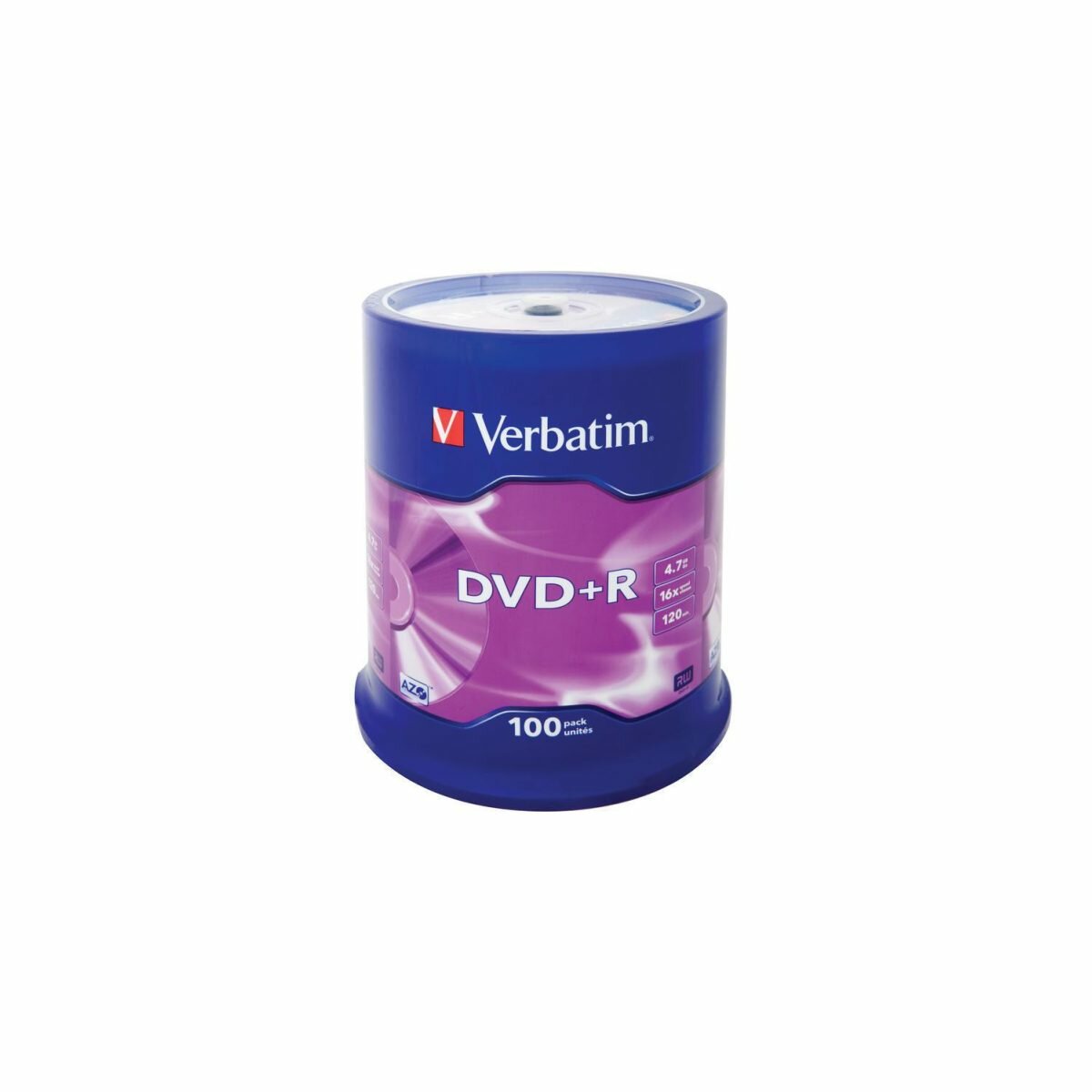 Оптический диск DVD+R Verbatim 4.7Gb, 16x, cake box, 100шт. (43551), 4 уп.