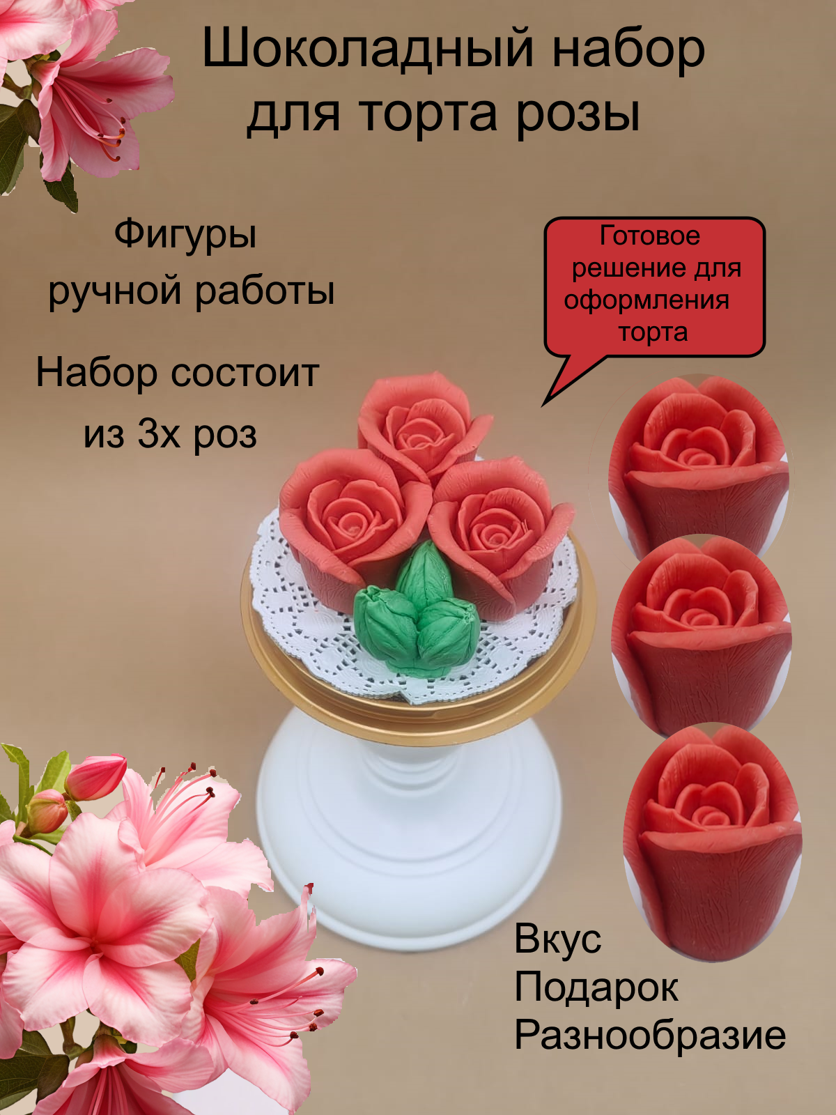 Съедобное украшение для торта " Розы"