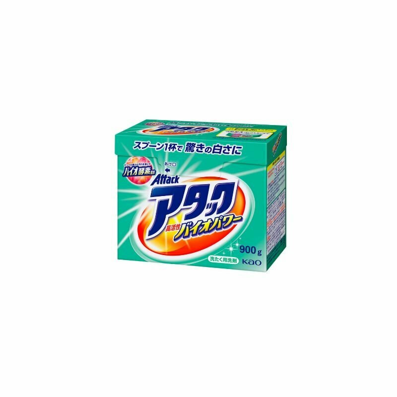 KAO Стиральный порошок Attack Highly Active Bio Power, универсальный, концентрированный, с био-ферментами, 900 гр