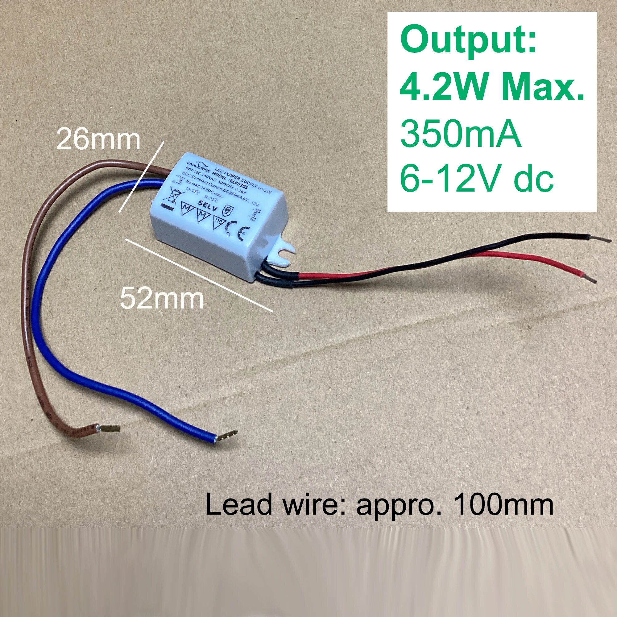 Трансформатор освещения EBP003C0350SS 350 мА 2,8 В 4.2W 350mA 6-12V, 1 PCS