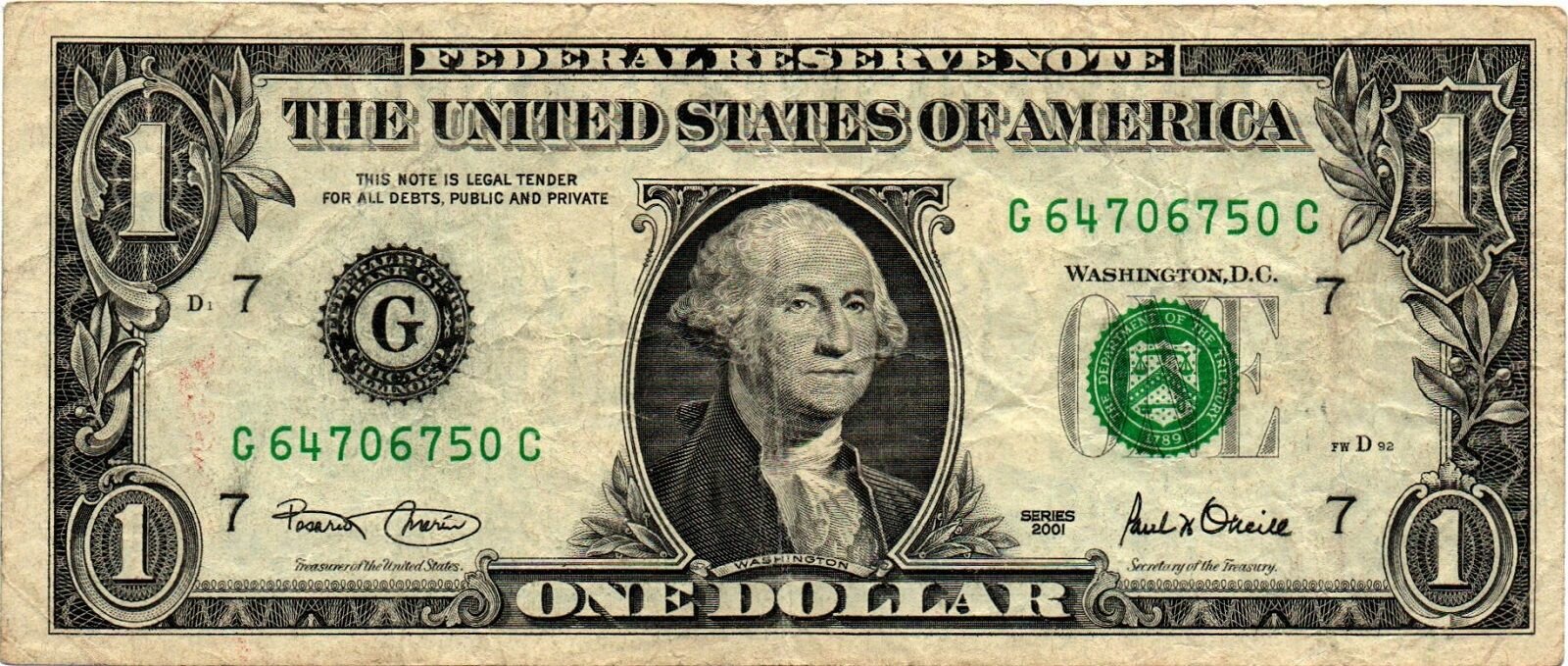 Доллар 2001 года 64706750 Н