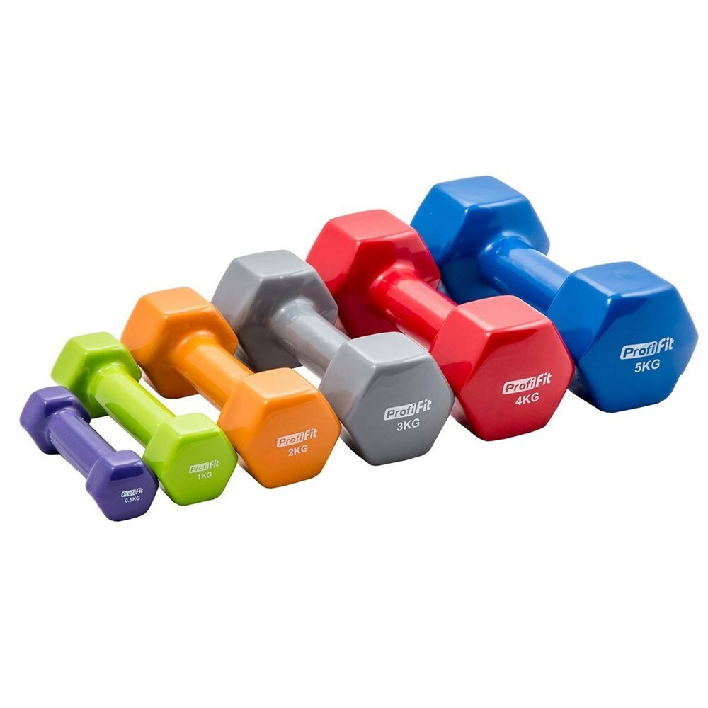 PROFI-FIT Гантель в виниловой оболочке, шестигранник PROFI-FIT 0,5 кг, фиолетовая