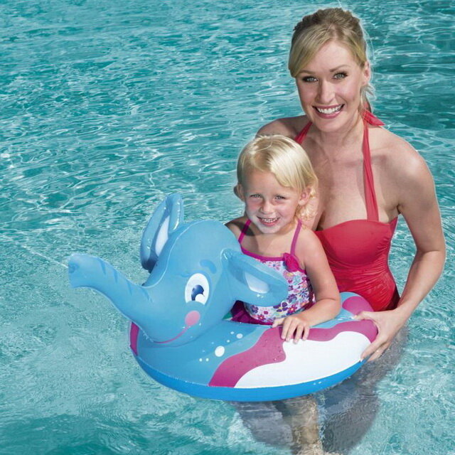 Детский надувной круг с фонтанчиком Слонёнок Дамби 69*61 см, голубой, Bestway, 36116-2