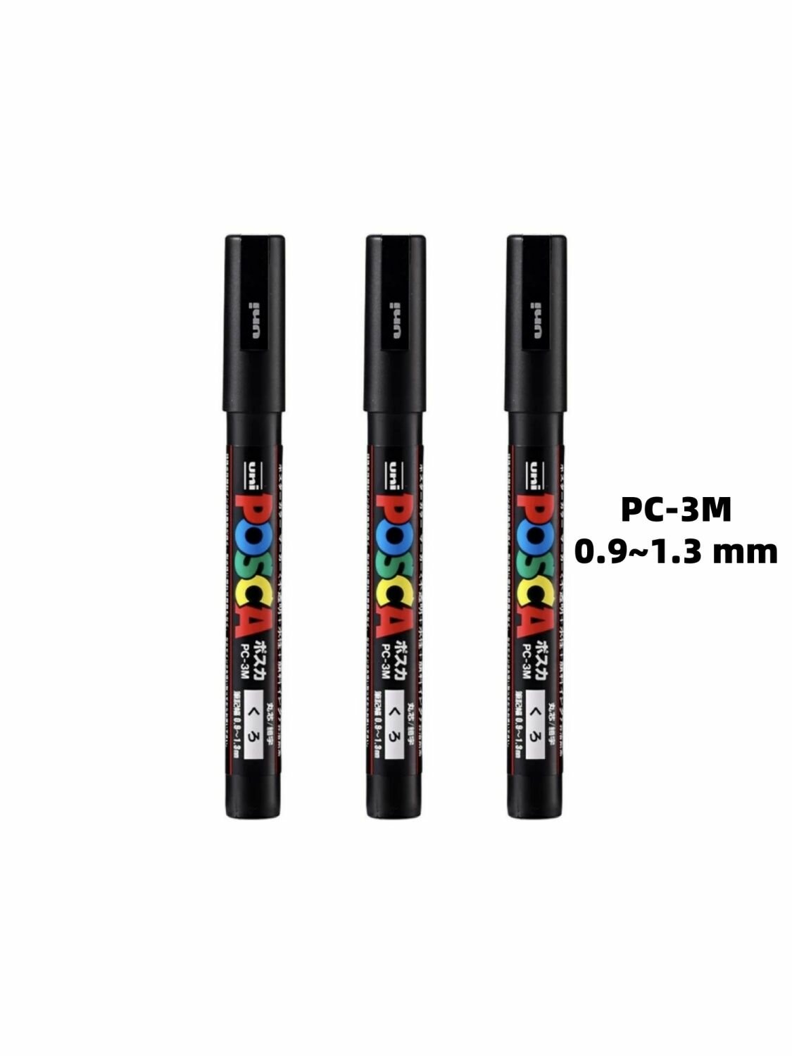 Яркие маркеры Uni POSCA PC-3M для рисования и декора на любых поверхностях, набор 3 шт, безопасные для детей