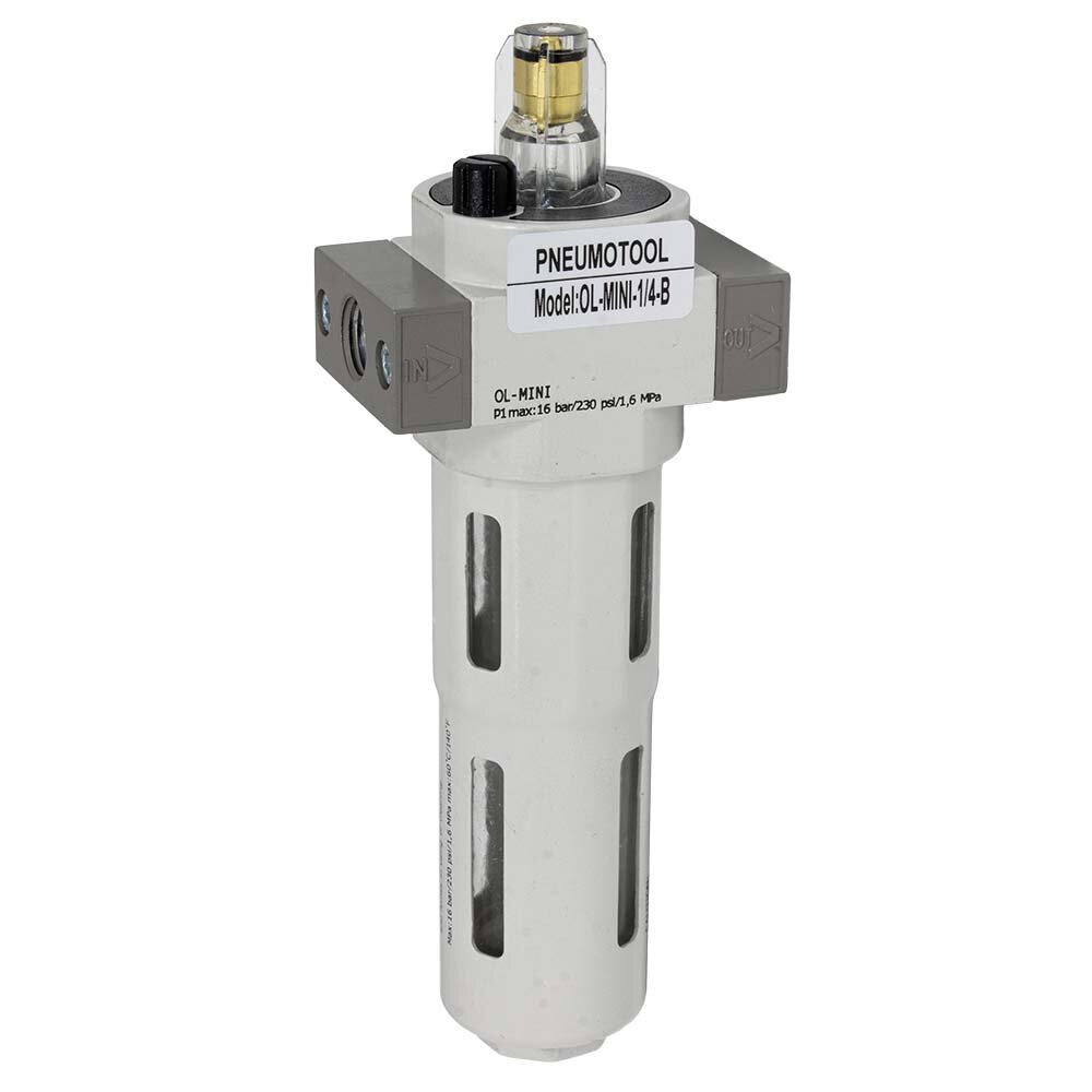 Лубрикатор пневматический PI TOOLS OL-PIT-MINI-G1/4", 2300 л/мин, металлический корпус, от 0 до 16 Бар, Арт. 5902