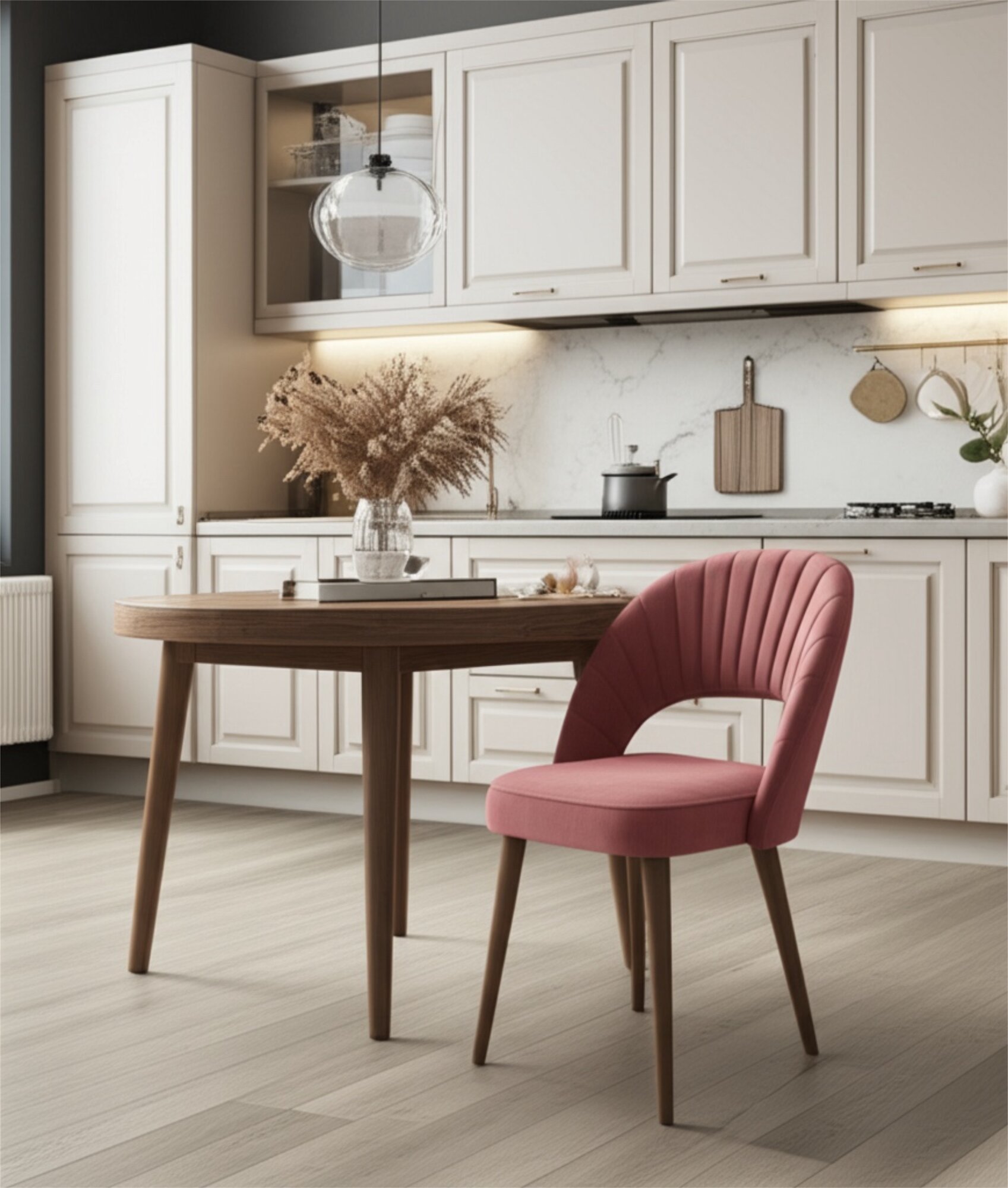 Обеденный стул Ракушка, цвет ягодный, ножки коричневые, Качественная мебель