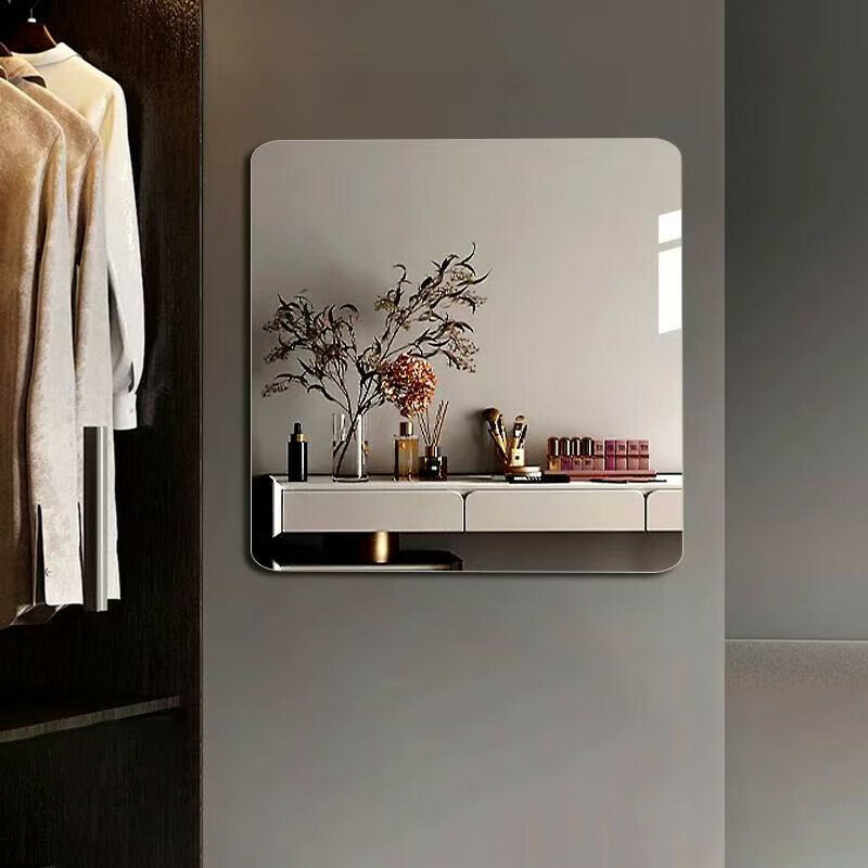 Zhuobo Acrylic Wall-Mounted Dressing Mirror Makeup Mirror Vanity Mirror with High Definition Soft Mirror Sheet 40*40cm