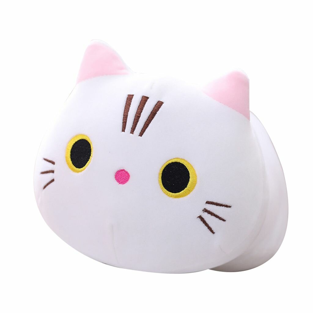 Мягкая игрушка-подушка "Пушистый котик" - белый 25 см