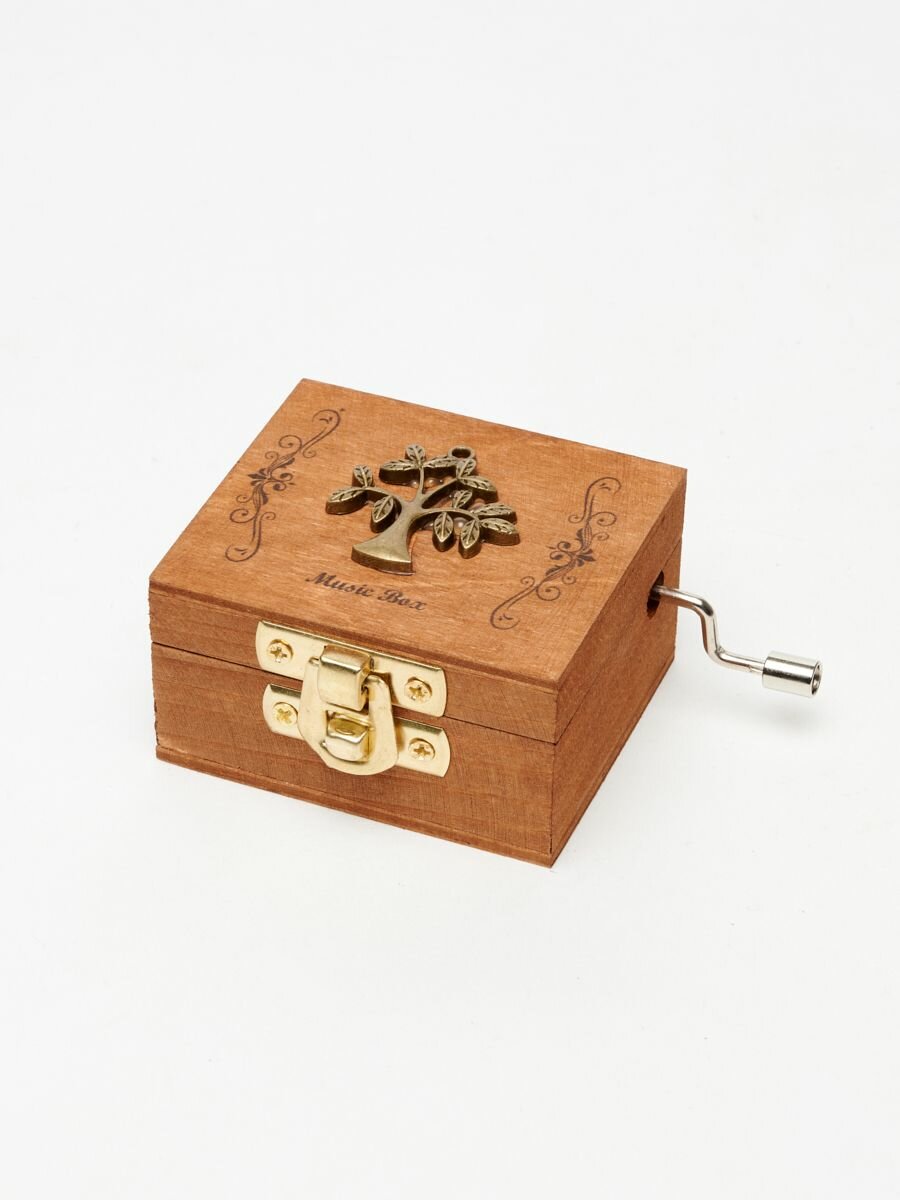 Музыкальная деревянная шкатулка шарманка Дерево