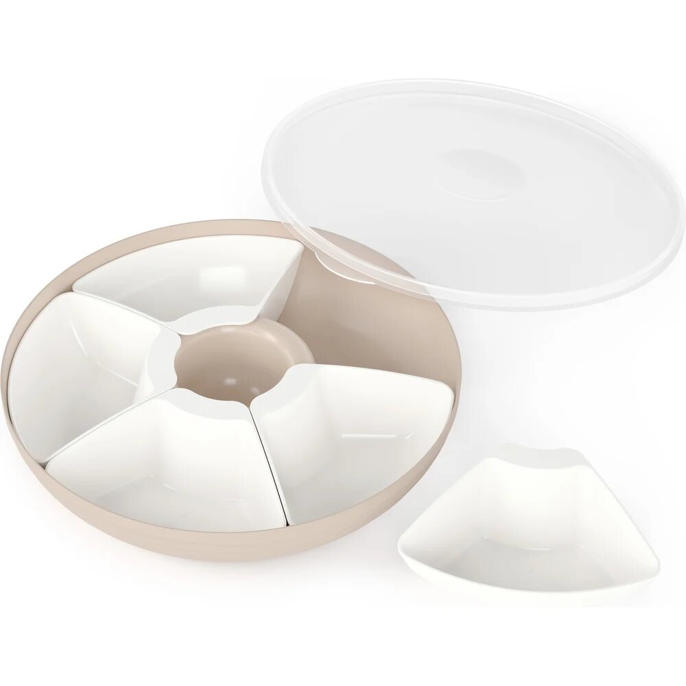 ЗПИ "Альтернатива" Менажница "Оазис" 5-ти секционная (с крышкой)(бежевый) М9023