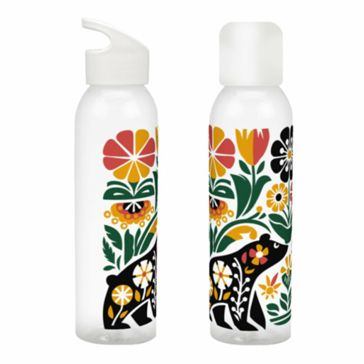 Бутылка для воды «Медведь цветочный» (белый)