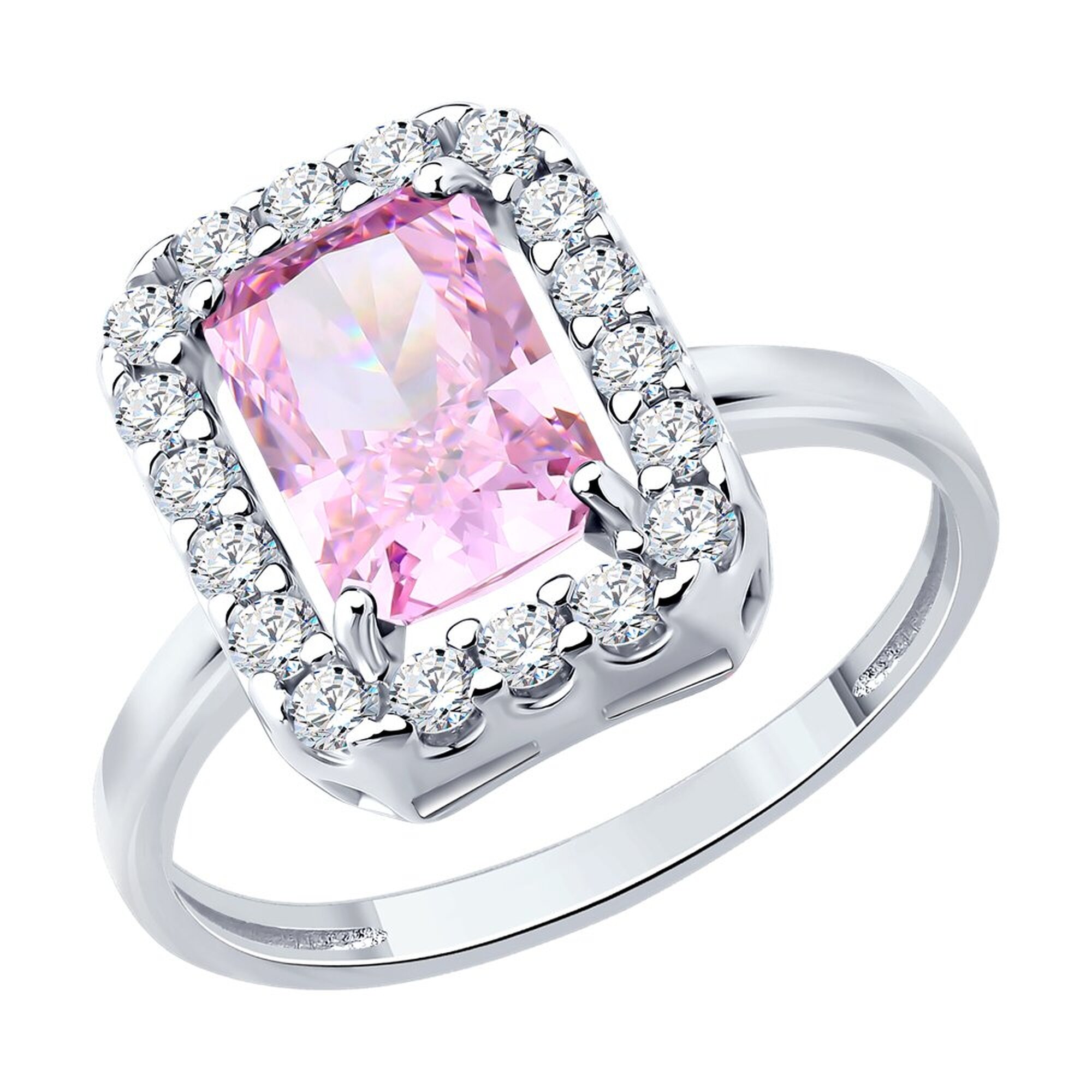 Кольцо, серебро, 925 проба, родирование, фианит