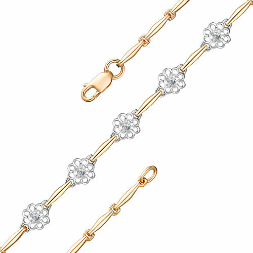 Браслет, красное золото, 585 проба, бриллиант