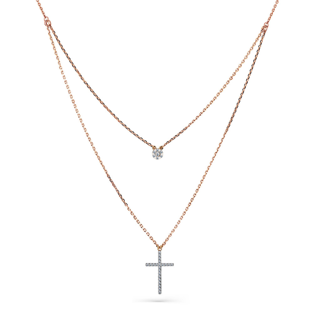 Колье, красное золото, 585 проба, бриллиант