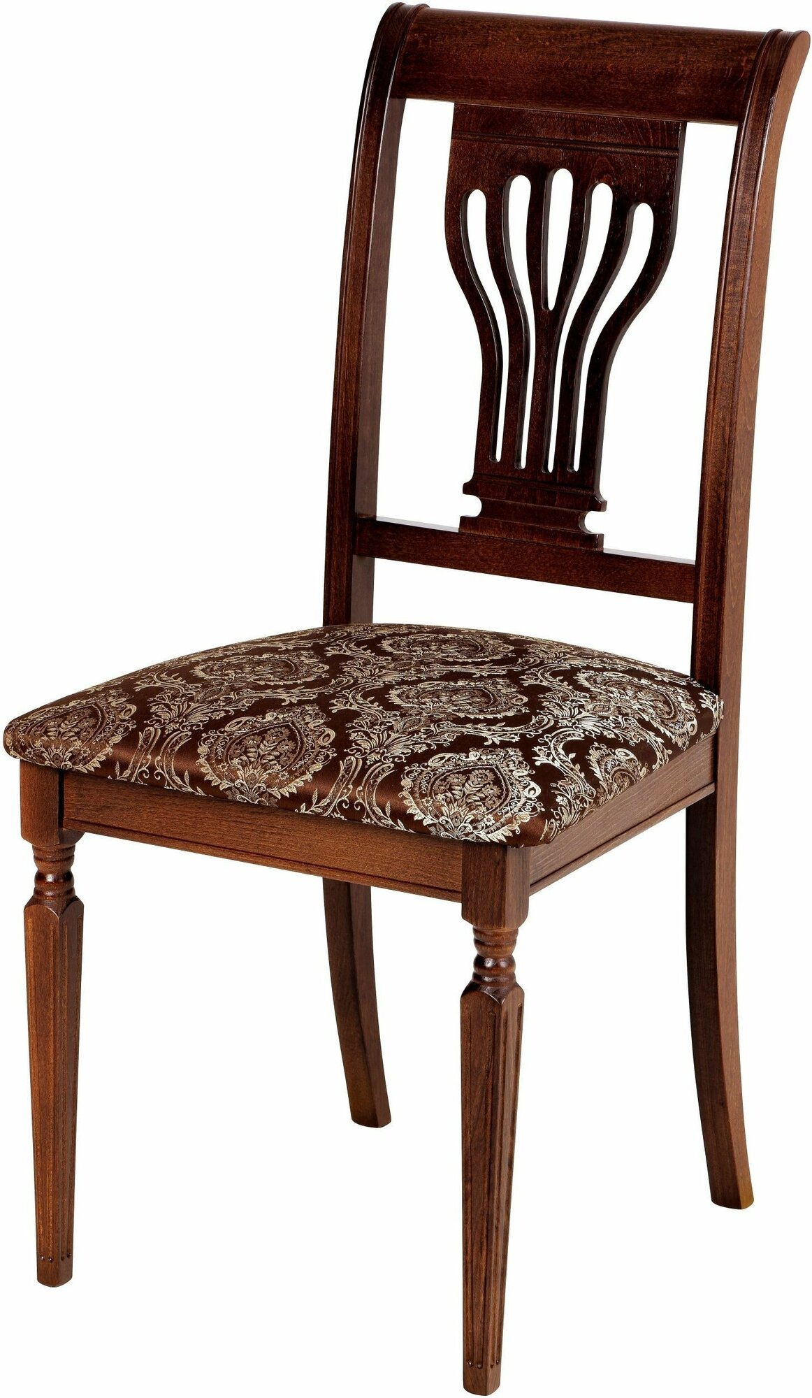 Стул для кухни Ambe Мендельс с мягким сиденьем, Античный орех, Темно-коричневый жаккард