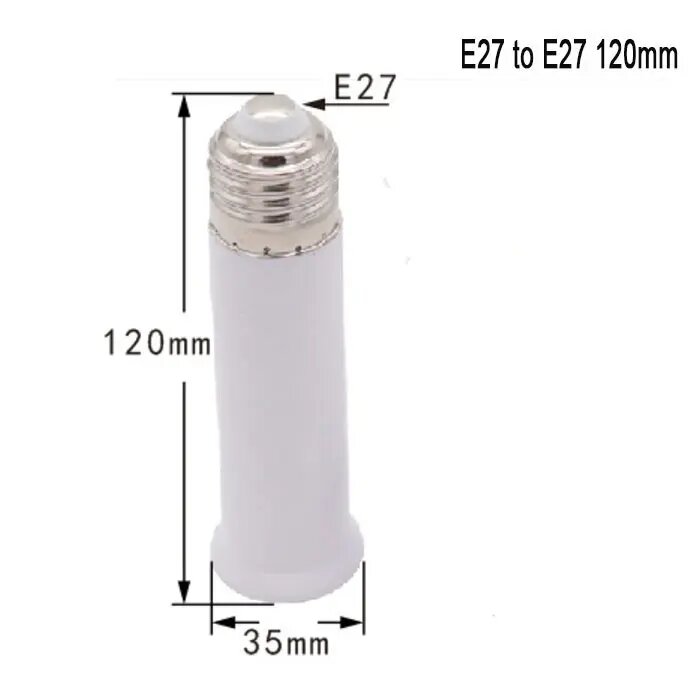 Пластиковый удлинитель цоколя E27-E27 GY 120mm, 2 piece