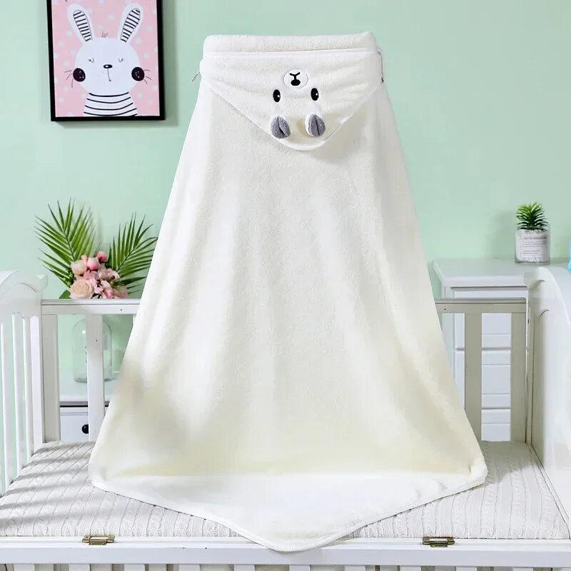 Детское банное полотенце с капюшоном, White B, 80x80 см