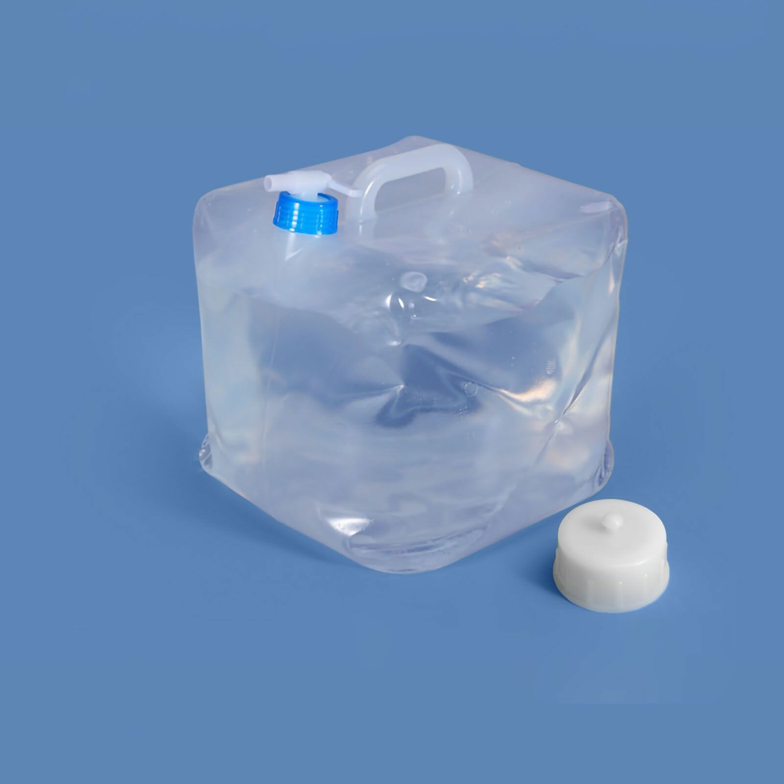 Складной контейнер для воды большой емкости с герметичной крышкой из-под крана Складной мягкий резервуар для воды для улицы 10 л 210x210x205 мм / 8,3x8,3x8,1 дюйма