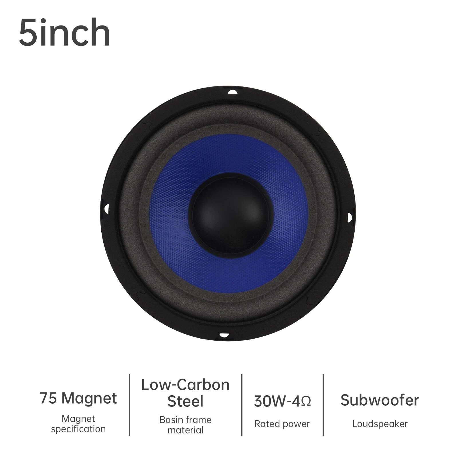 1 шт. 5-дюймовый басовый громкоговоритель НЧ-динамик для автомобильных аудио/домашних театралей, широкая частота реагирования, автомобильный аудио стереодинамик