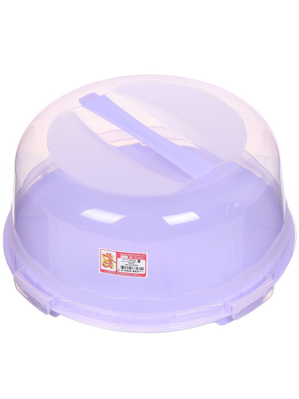 Тортница пластиковая Dunya Plastik Дюна 30 см с крышкой и ручкой для переноски, круглая, производство Турция, арт. 30306.