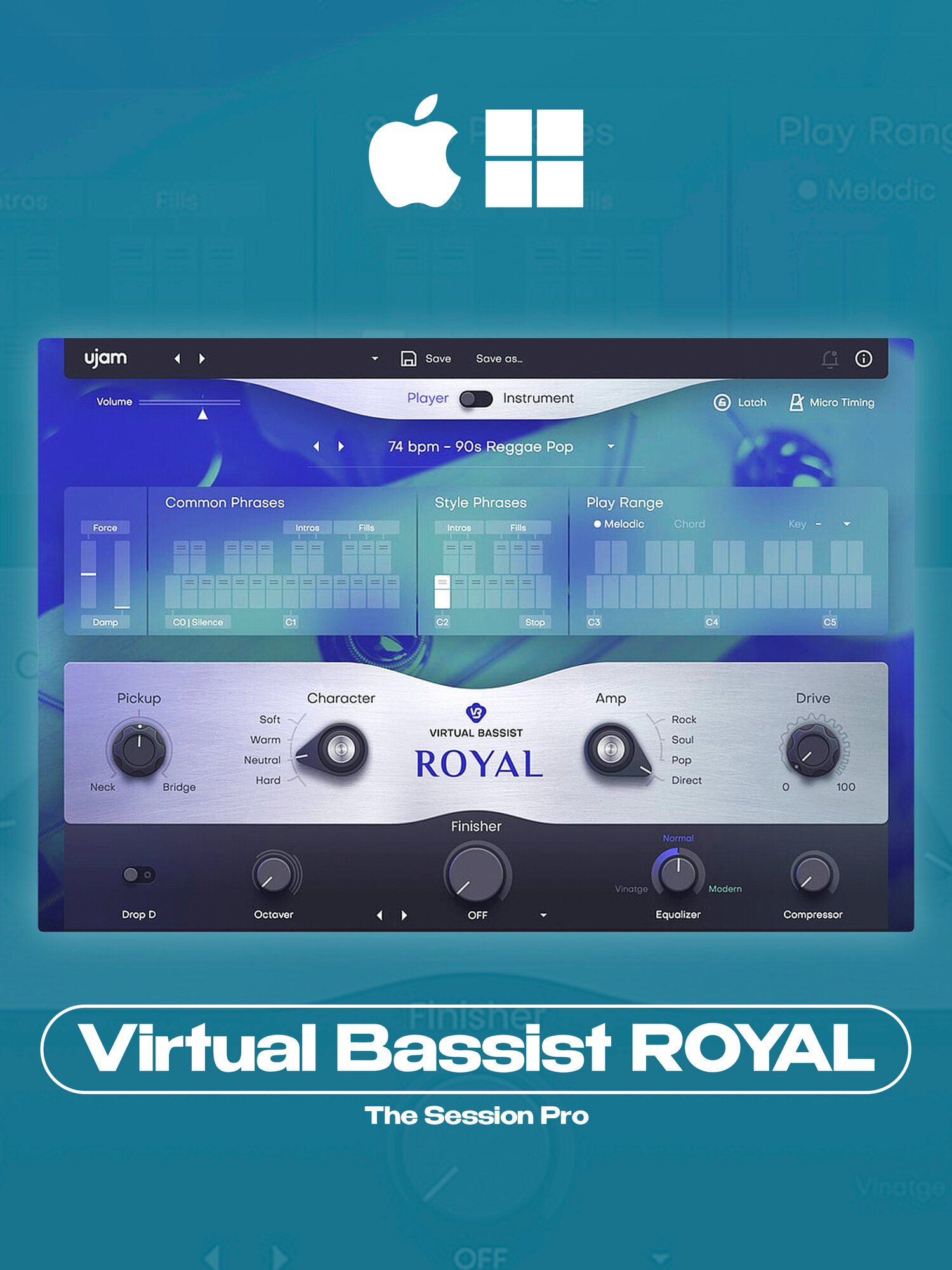 UJAM Virtual Bassist ROYAL - The Session Pro (лицензионный ключ) для ПК, macOS & Windows