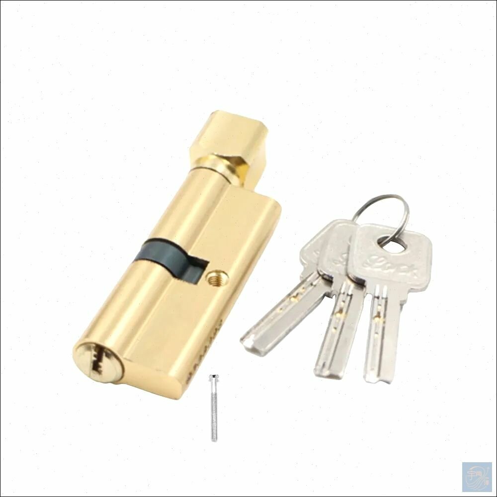Цилиндрический дверной замок внутренний противоугонный металлический с тремя ключами для дома