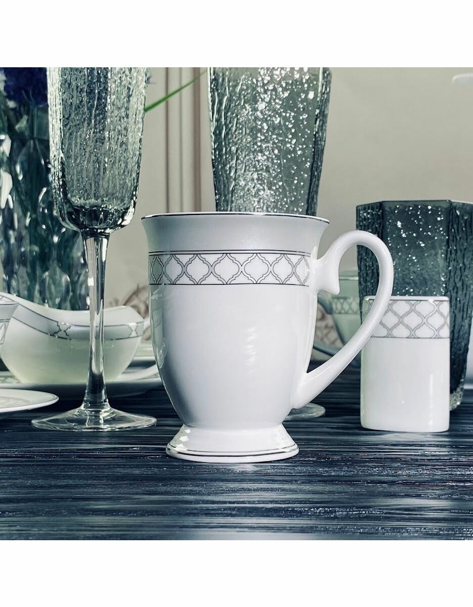 Кружка 300 мл версаль серебро Костяной фарфор