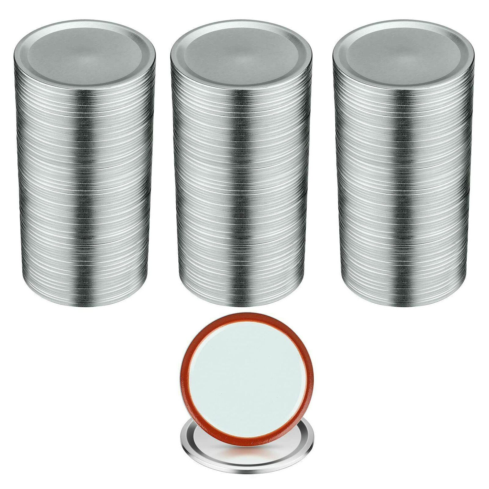 100ШТ Крышки для консервирования Внутренняя крышка для узкого горлышка 70 мм Герметичная металлическая крышка для банок с уплотнением