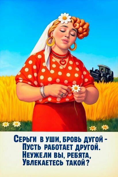 Модная девушка. 30*42 см. Советский сатирический плакат А3_035.