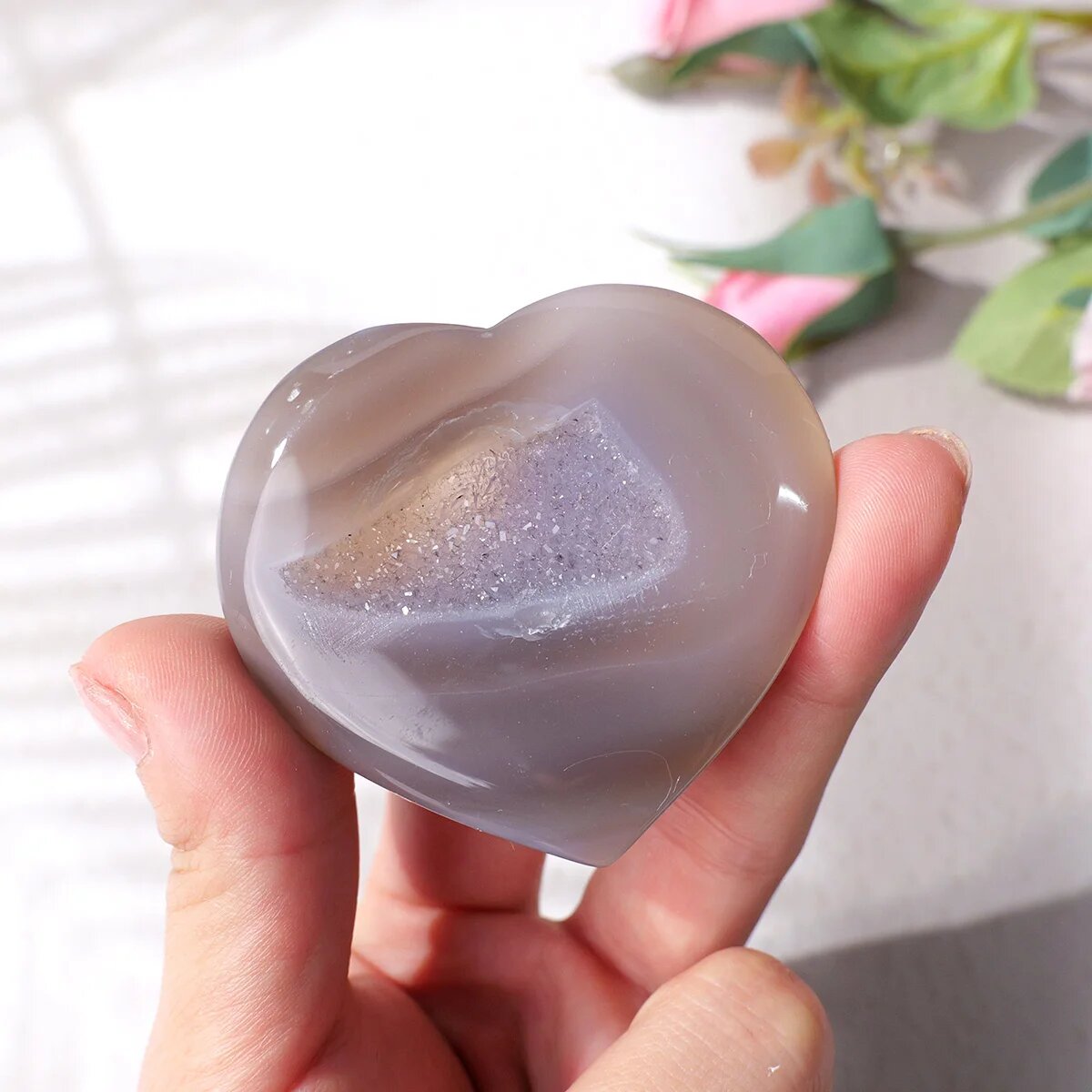 1 Шт, Натуральный Агат, Камень В Форме Сердца, Народное Искусство, Украшение Для Дома