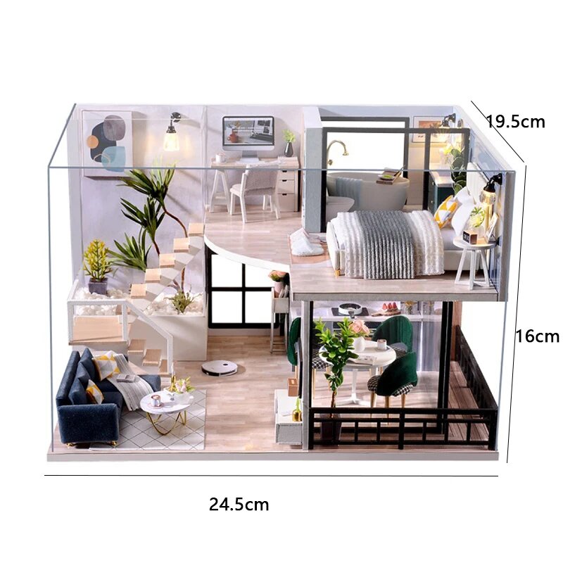 Кукольный домик Zuuton 3D L-032-B с крышкой