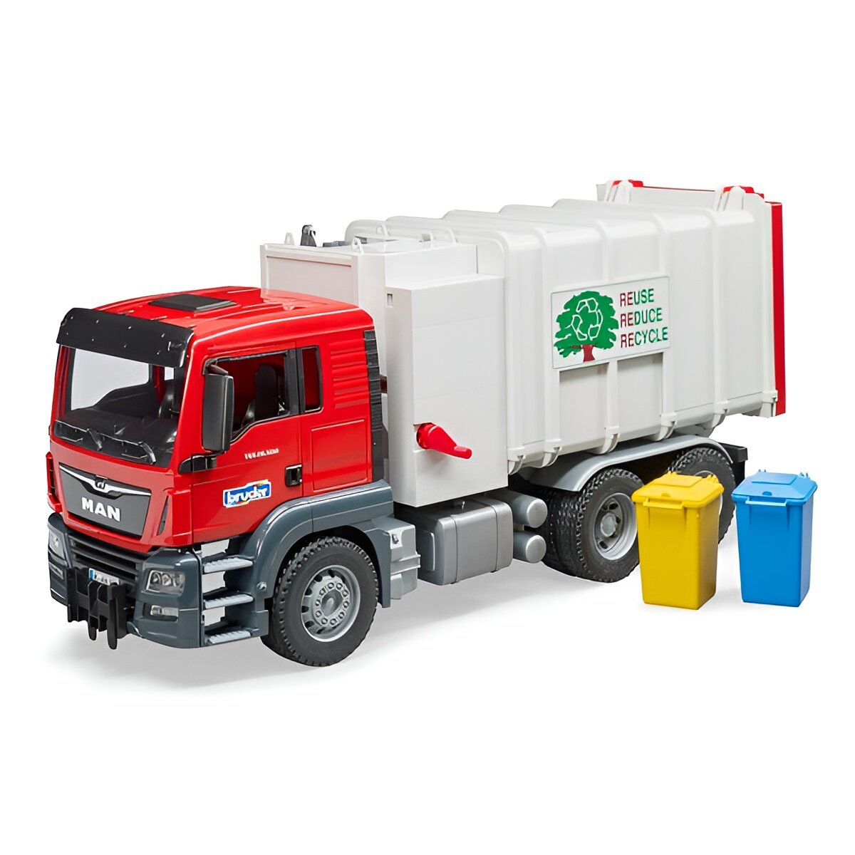 Мусоровоз MAN TGS (цвет кузова серый, кабина – красный) (подходит модуль со звуком и светом "H")