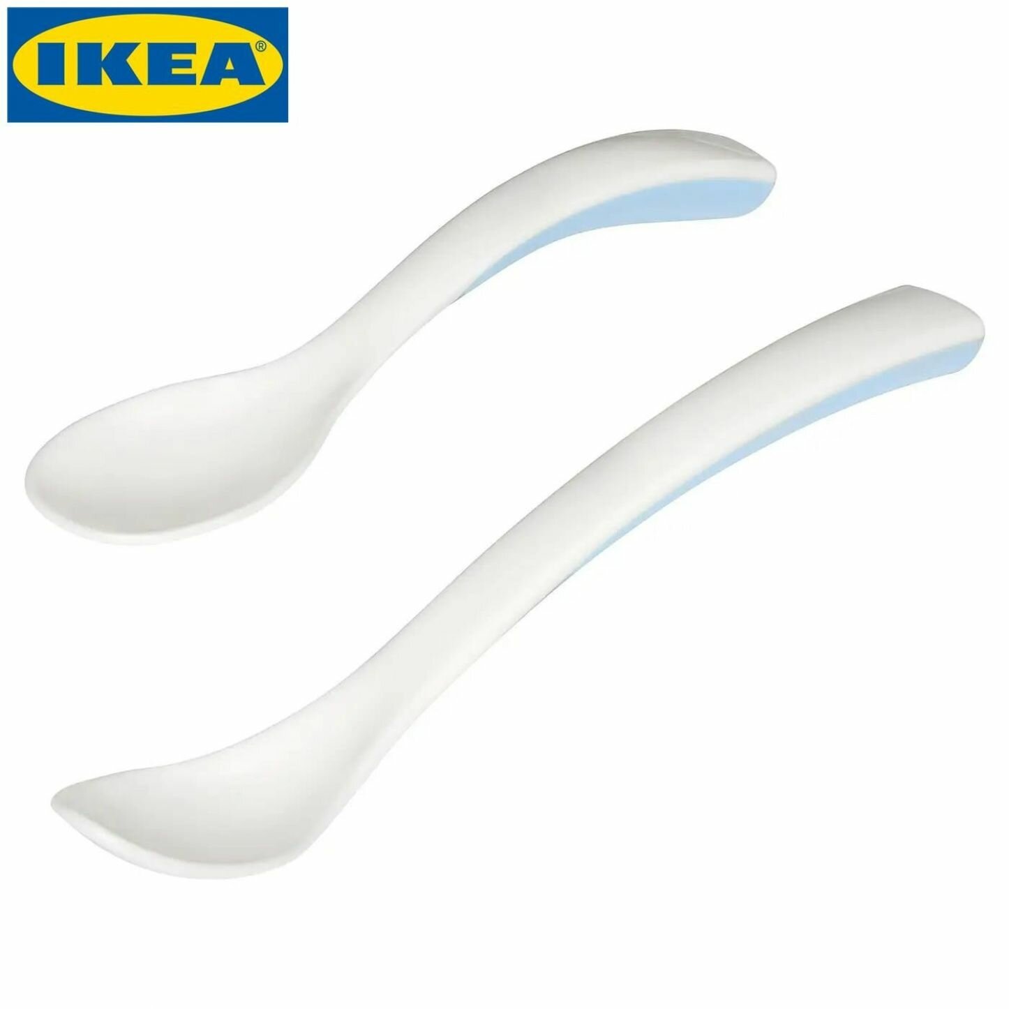 Ikea Бёрья ложка для кормления и детская ложка, бело-синяя