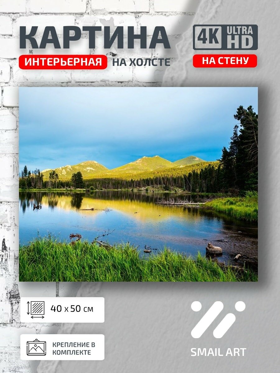 Картина на холсте интерьерная 40 на 50 на стену озера Спраг для студии атмосфера